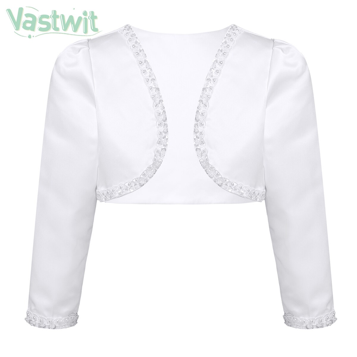 Little Girls Long Sleeve White Bolero Cardigan Shr... – Grandado