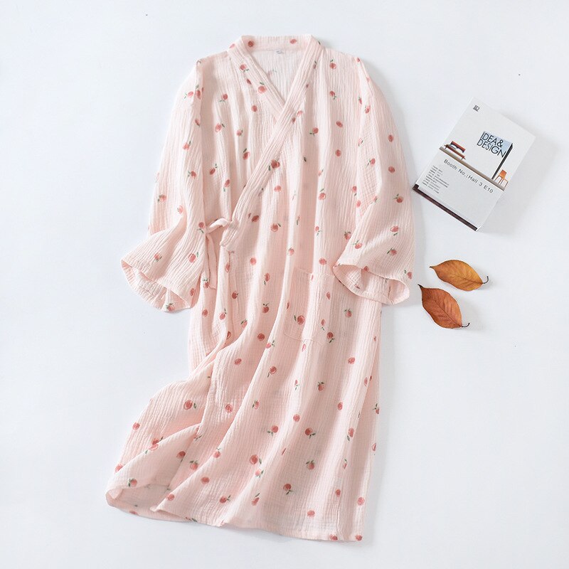 Japanese-style Kimono Robe Women Cotton Crepe Gauz... – Vicedeal