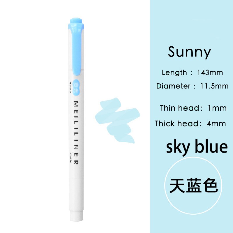 Sky Blue Double-Head Waterbasis Kleur Pen Student ... – Grandado
