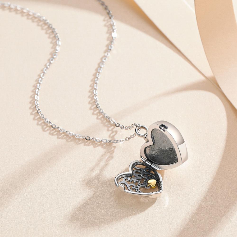 Eudora Sterling Silver Heart Locket Heart crematio... – Grandado