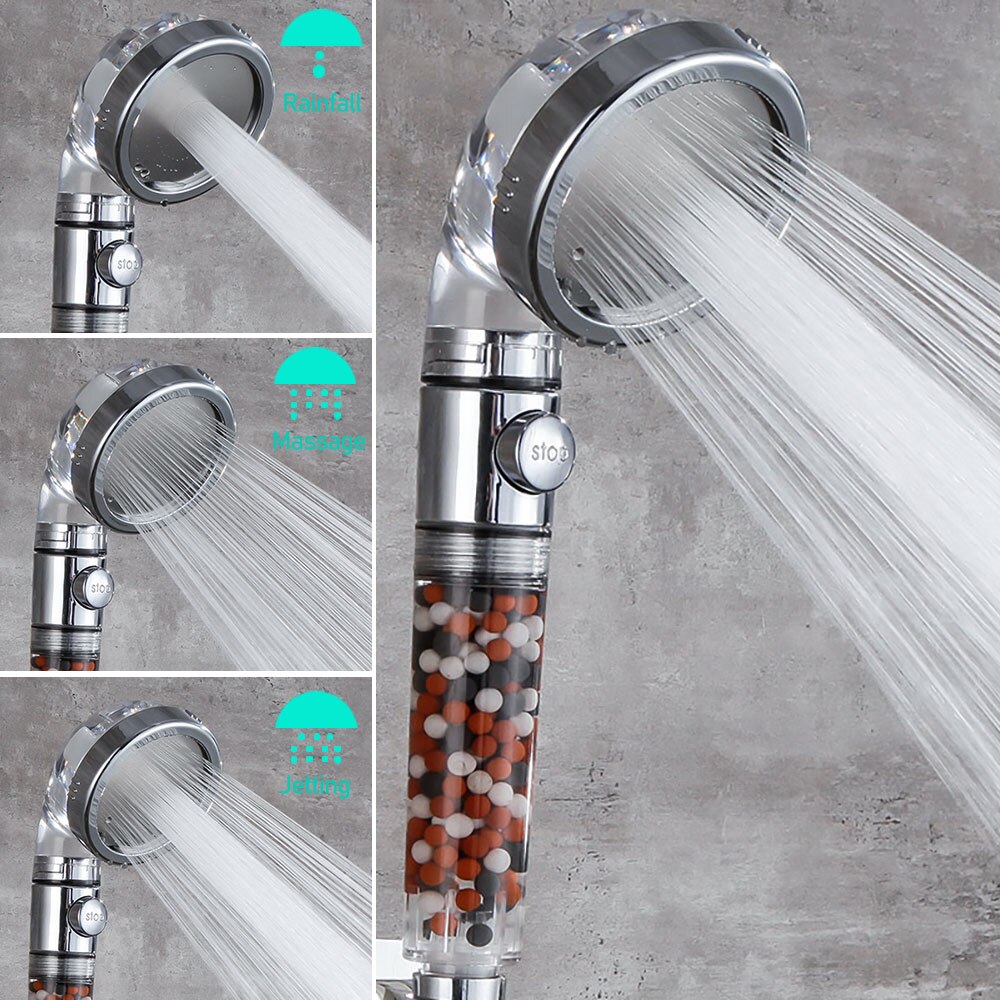 3 modes SPA shower head with switch on/off button ... – Grandado