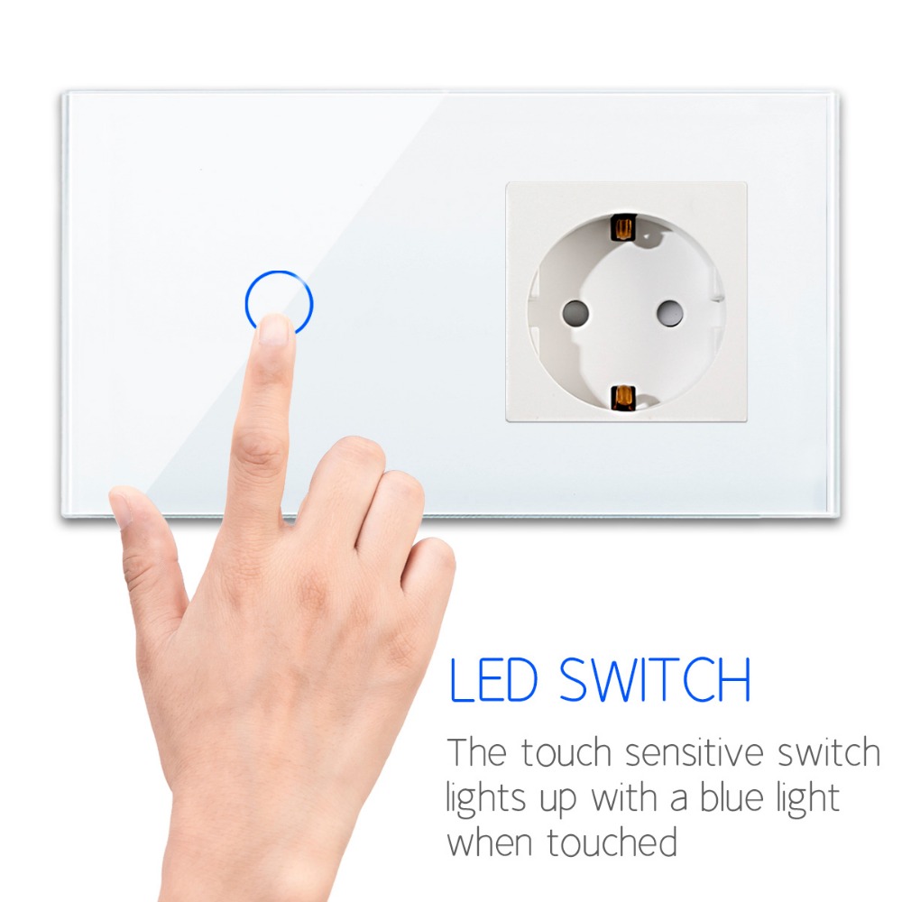 Wall Electrical Socket with Switch EU Standard 1/2... – Grandado