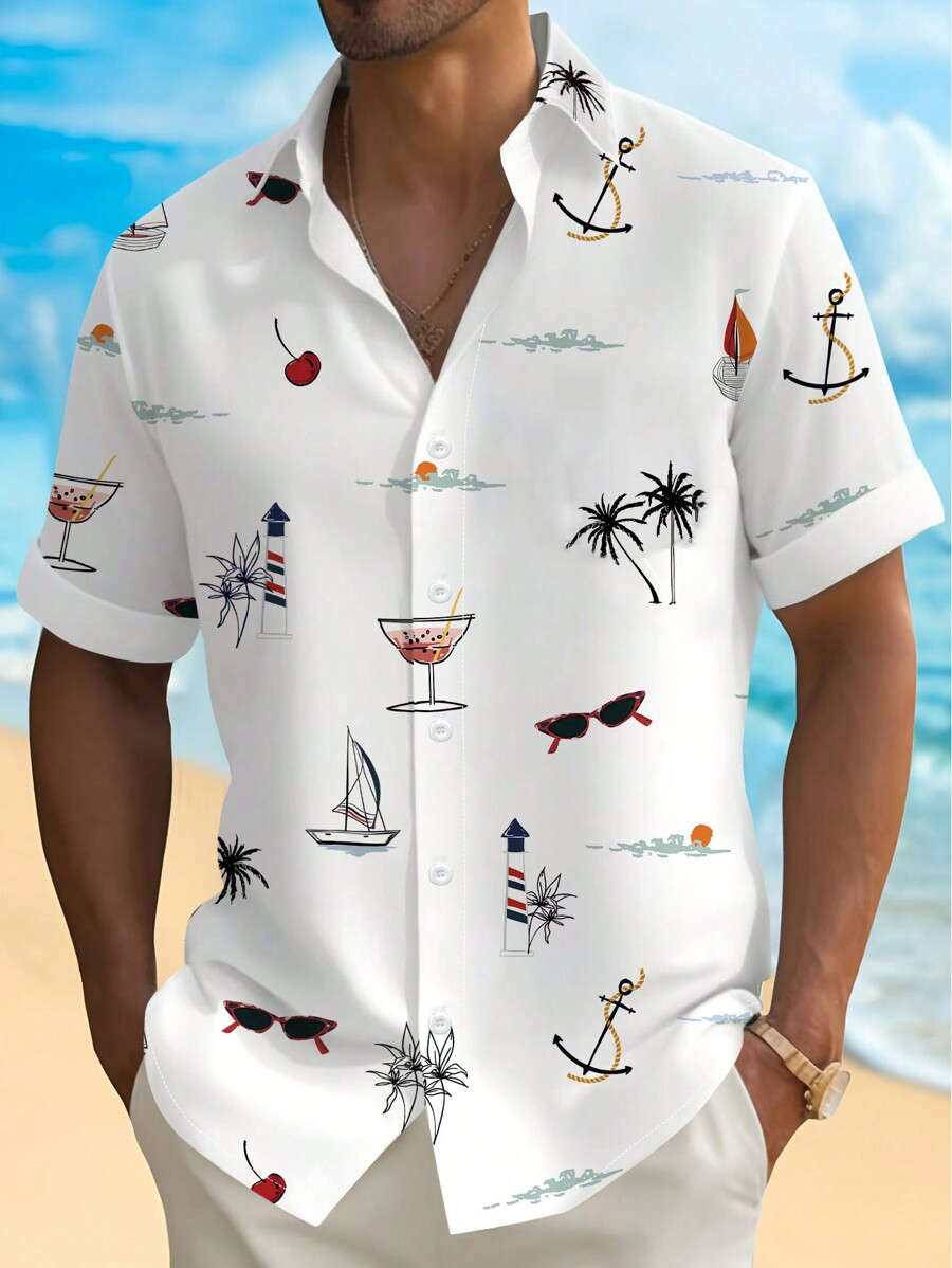 Men S Hawaiian Vacation Casual Button Down Short S Grandado