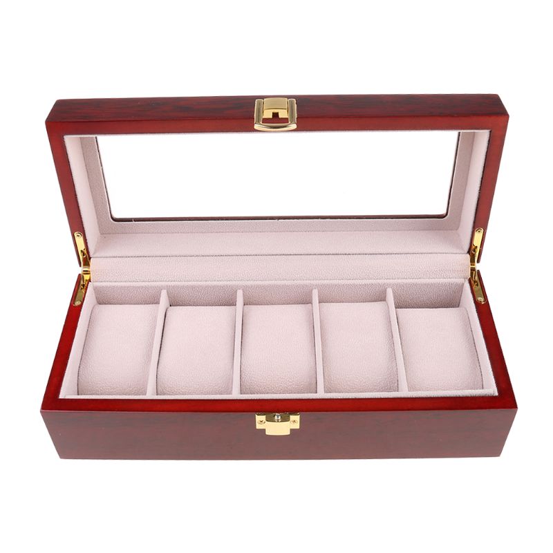 5 Slots Display Watch Boxes Wood Watch Storage Box... – Grandado