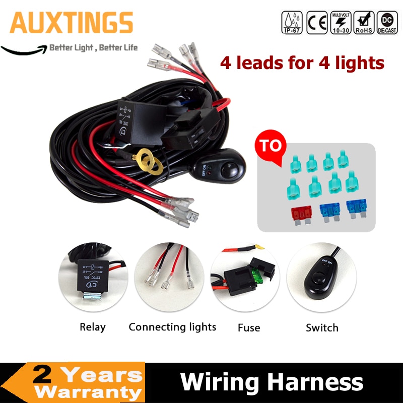 Led Work Light Bar Wiring Harness Relay Kit Wires ... – Grandado