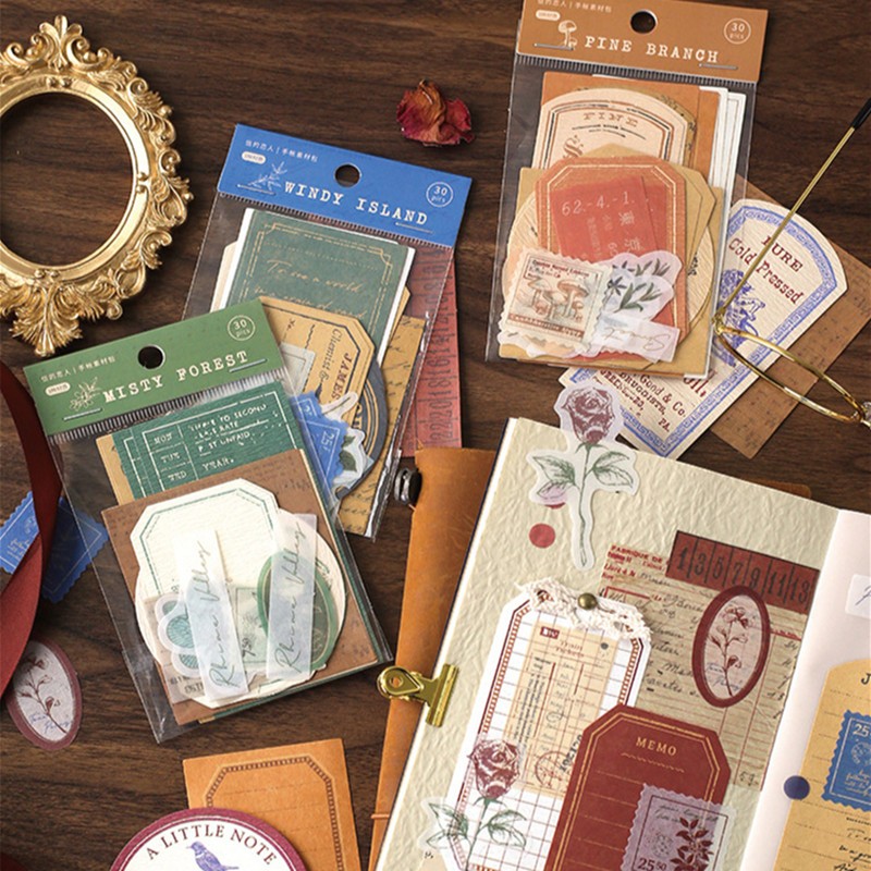 30pcs Vintage Scrapbooking Stickers Set Retro Adhe... – Vicedeal