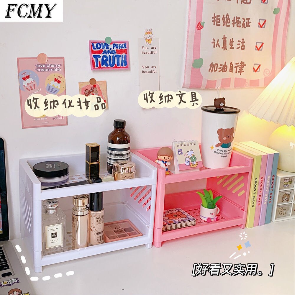 2022 Simple Desktop Storage Shelf Pink Desk Access... – Grandado