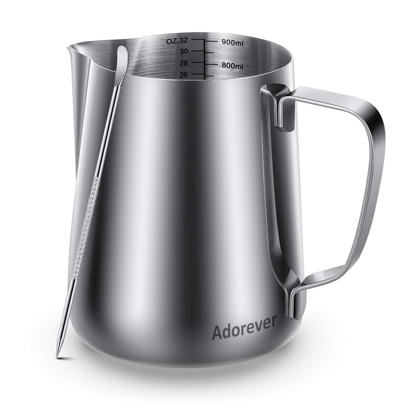 Melkkan , 900ml handzame koffiemelkkan melkopschui... – Vicedeal