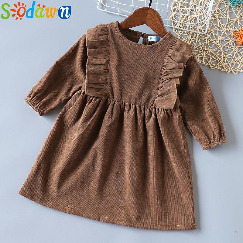 Sodawn Short Sleeve Girl Dress Brown Kids Clothes ... – Grandado