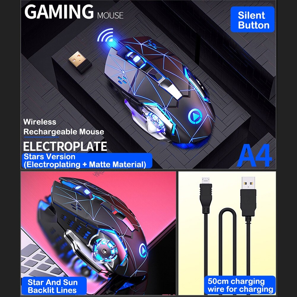 Wireless Gaming Mouse 1600 DPI Rechargeable Adjust... – Grandado