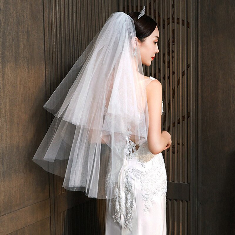 Hochzeit Schleier Mit Kamm Einfache Tüll Weiß Zwei... – Vicedeal