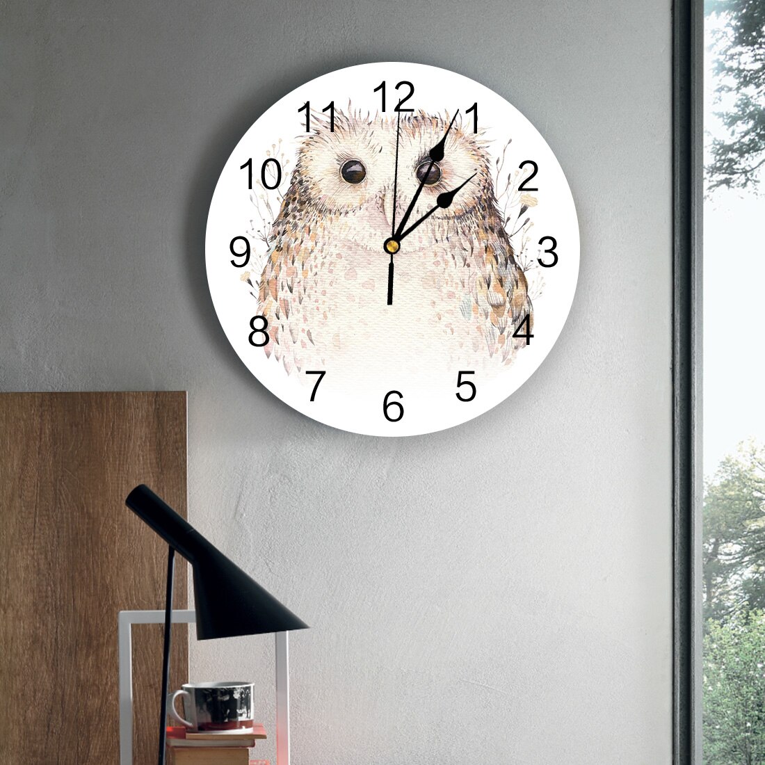 Owl Cute Colored Pattern PVC Wall Clock Living Roo... – Grandado