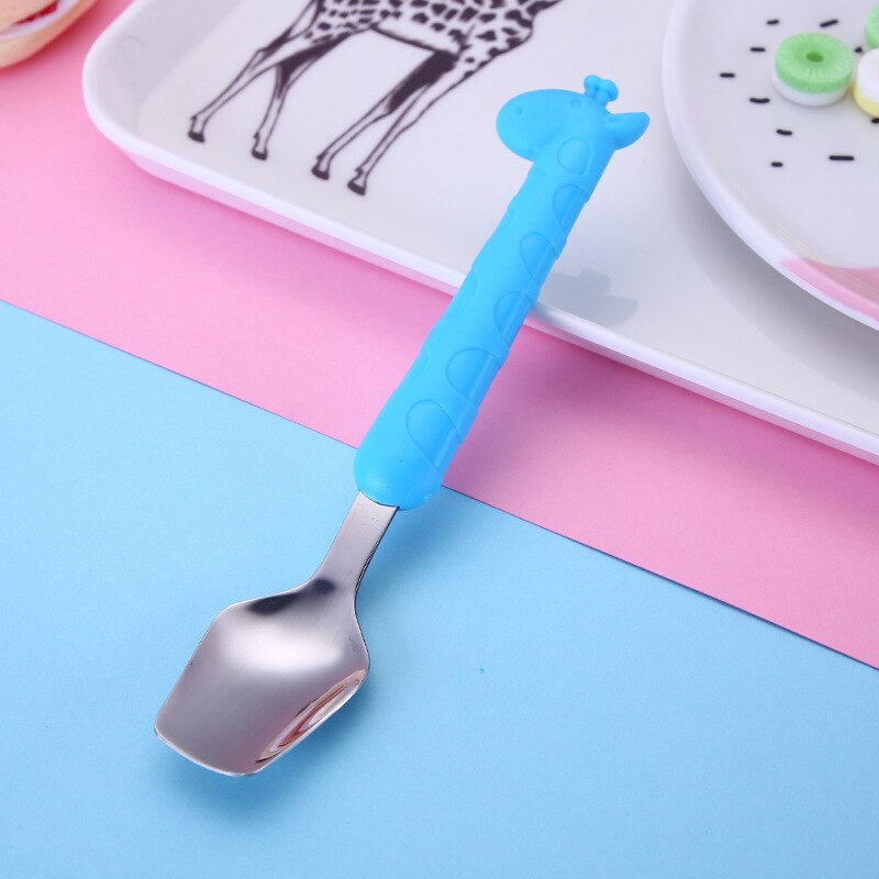 Baby Feeding Spoon Cartoon Giraffe Fork Spoon Stai... – Vicedeal
