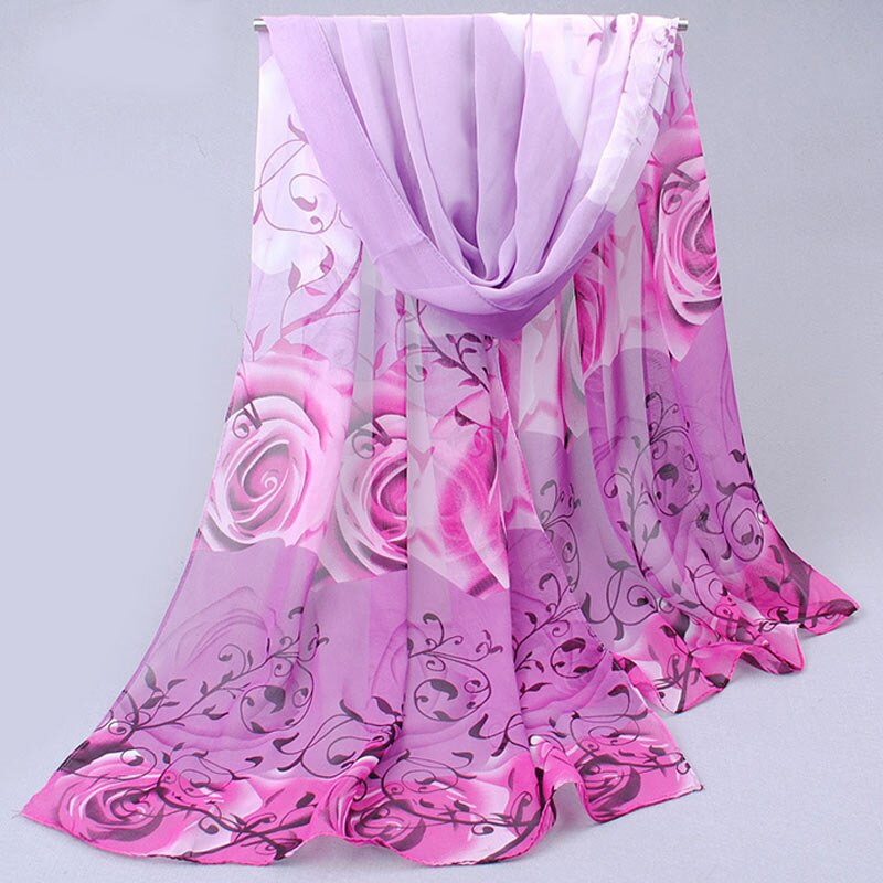 Silk Scarf Classical Rose Printing Chiffon Silk So... – Grandado