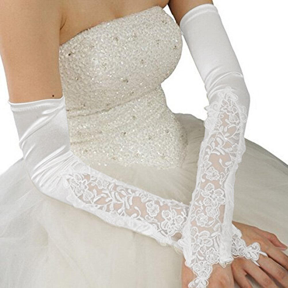 Female Gloves Women's Opera Stretch Satin Lace Fin... – Vicedeal