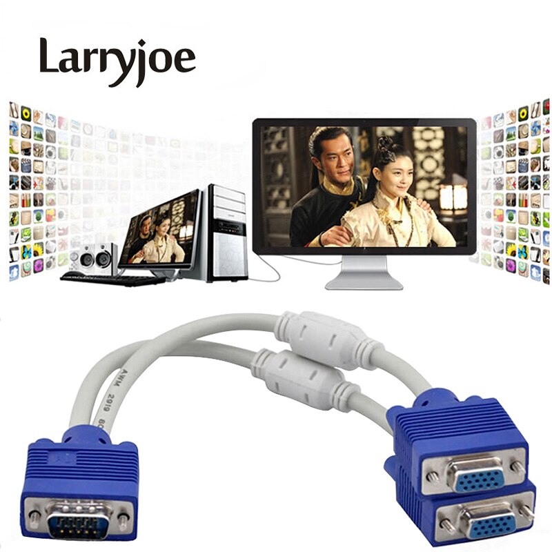 Larryjoe 1 Computer to Dual 2 Monitor VGA Splitter... – Grandado