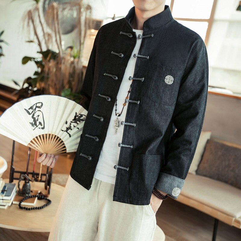 Chinese Style Denim Jacket Men Clothes Jeans Jacke... – Grandado