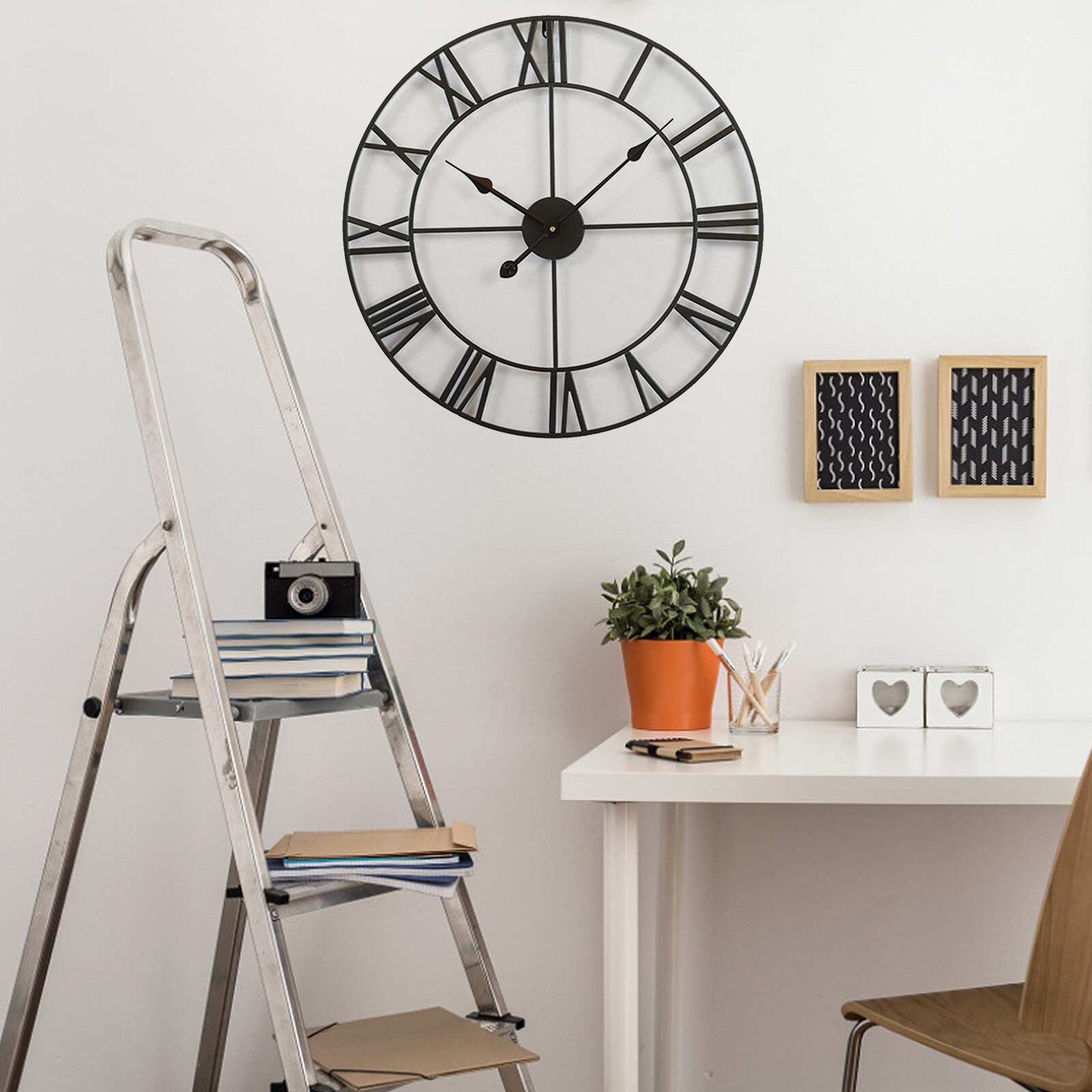 White Round Wall Clock European Style Roman Clock ... – Grandado