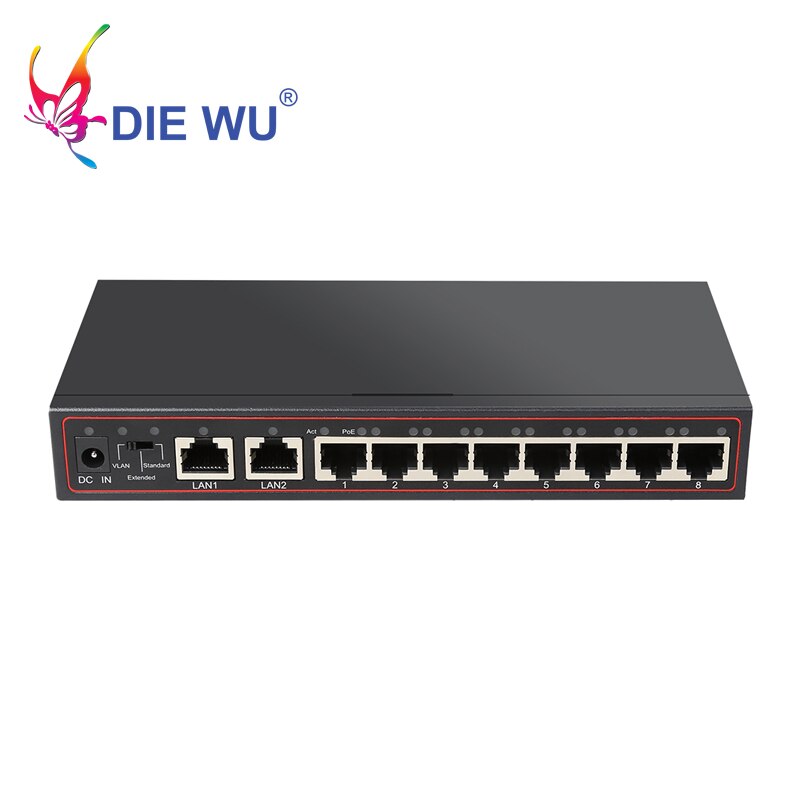 10 Ports POE Switch 52V Ethernet Network Switch 8 ... – Grandado