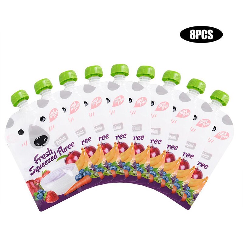 8Pcs 200ML Baby Reusable Food Storage Squeeze Food... – Grandado