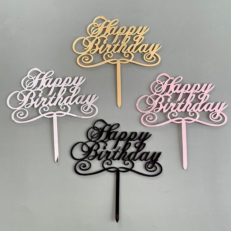 Acrylic Happy Birthday Cake Topper Simple Letter B... – Vicedeal