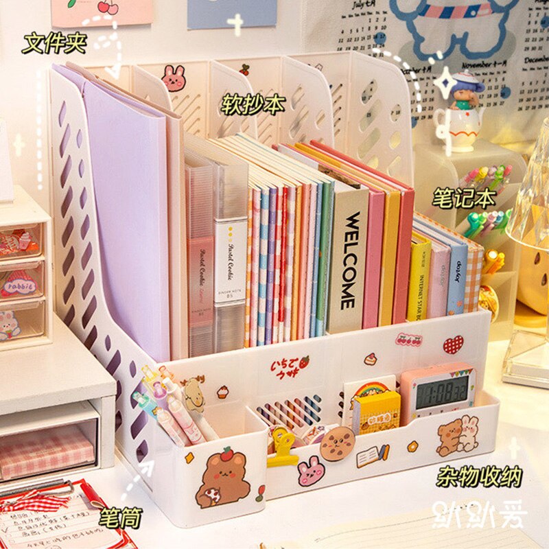 Ins DIY Kawaii Desk Book Stand Plastic Table Stati... – Grandado