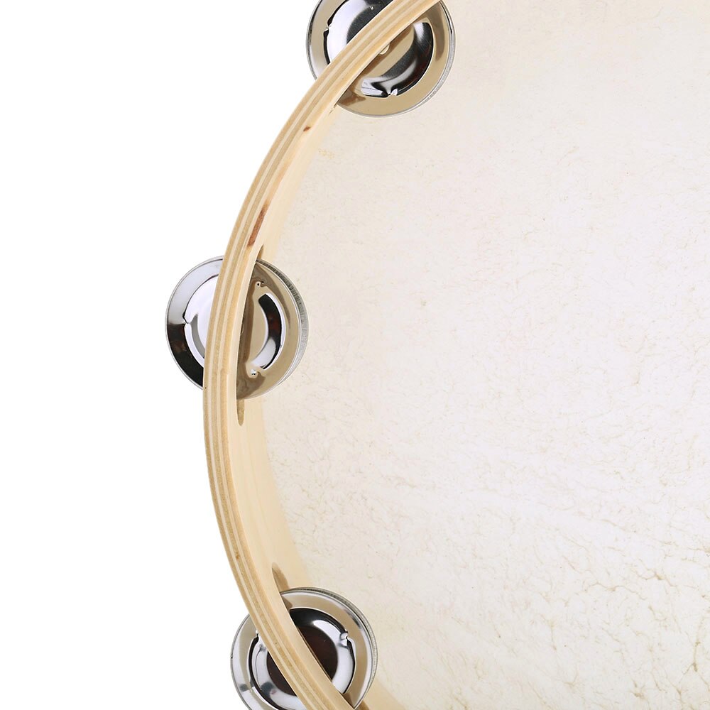 10" Hand Held Tambourine Drum Bell Birch Metal Jin... – Grandado