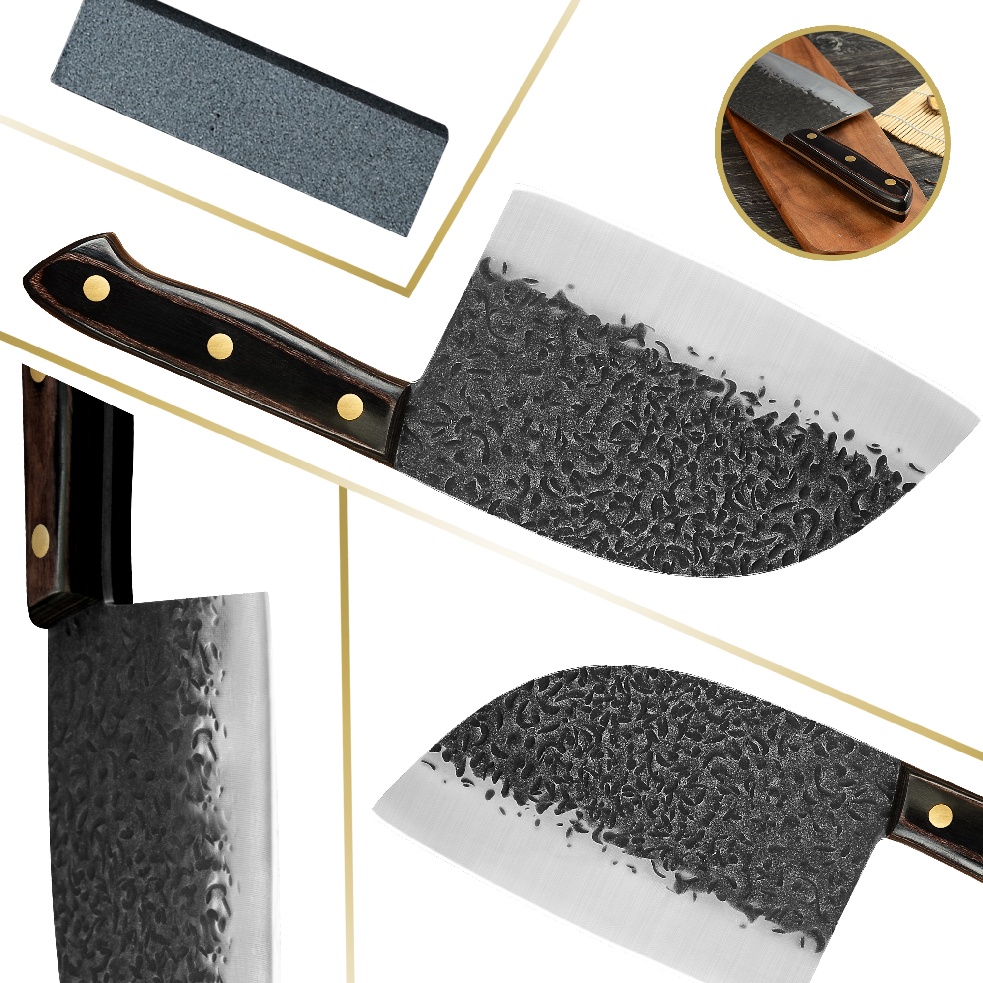 XYj 7 Inch Full Tang Butcher Knife With Sheath Pla... – Grandado