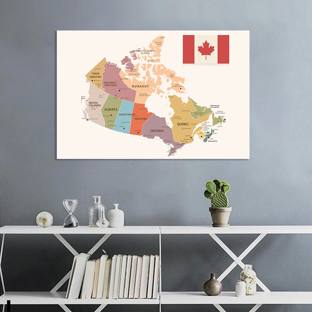 150*100cm The Canada Map Political Map Non-woven C... – Grandado