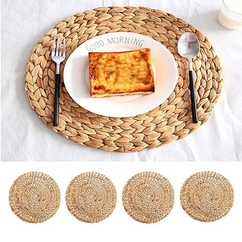 10cm Natural Table Mat Handmade Water Hyacinth Wov... – Grandado