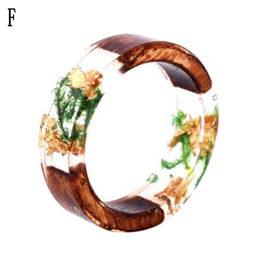 Handgemaakte Hout Hars Ring Gedroogde Bloemen Plan... – Vicedeal