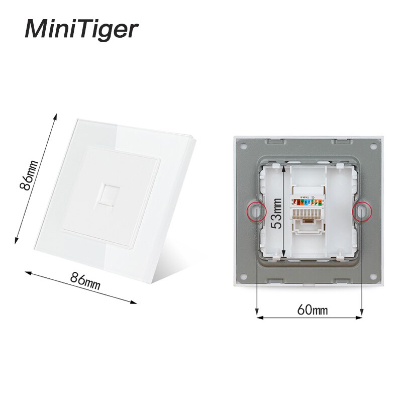 Minitiger Crystal Glass Panel 1 Gang RJ45 Internet... – Grandado