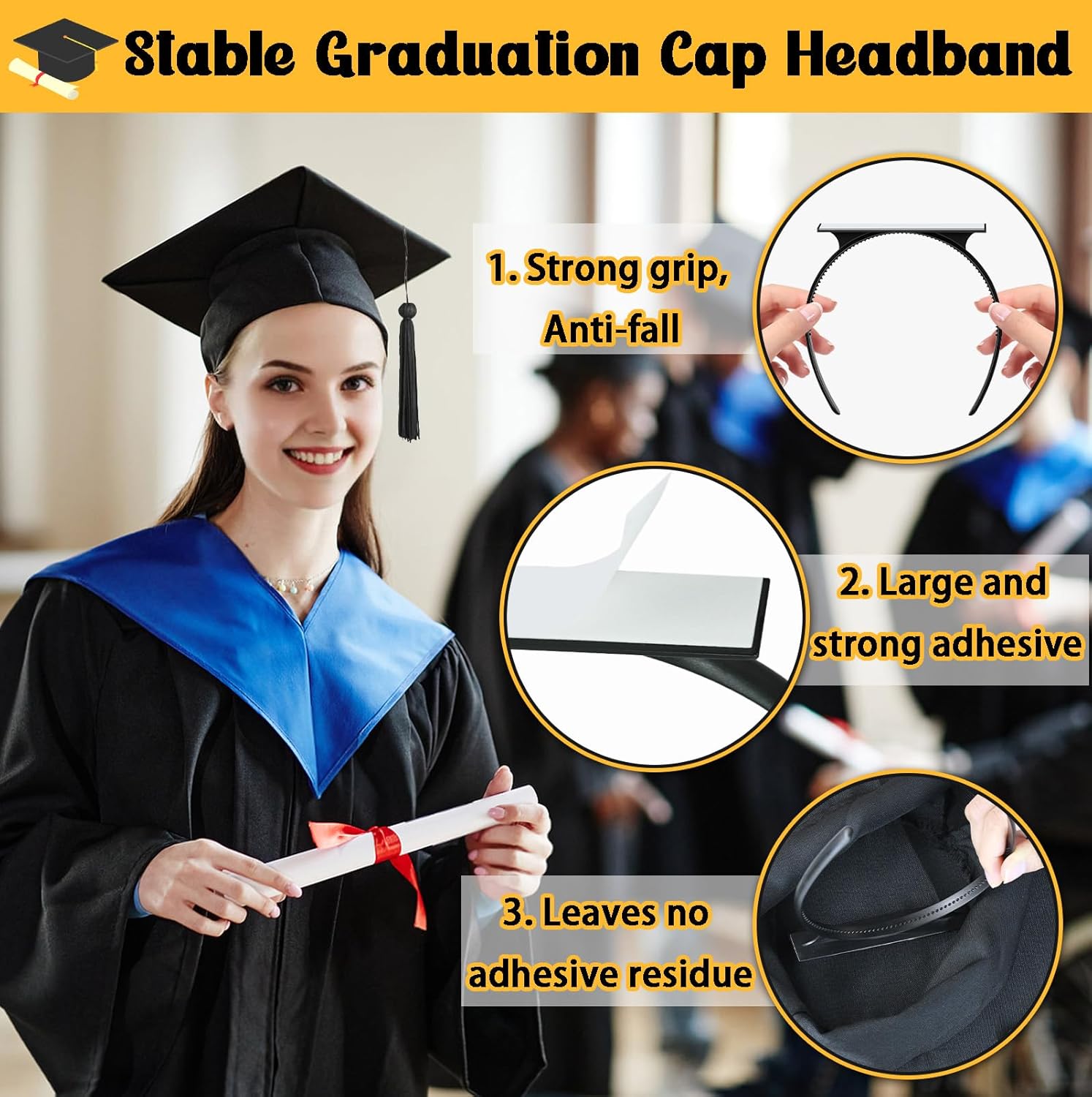 1 - 10 pcs Graduation Cap Headband Insert - Secure... – Grandado