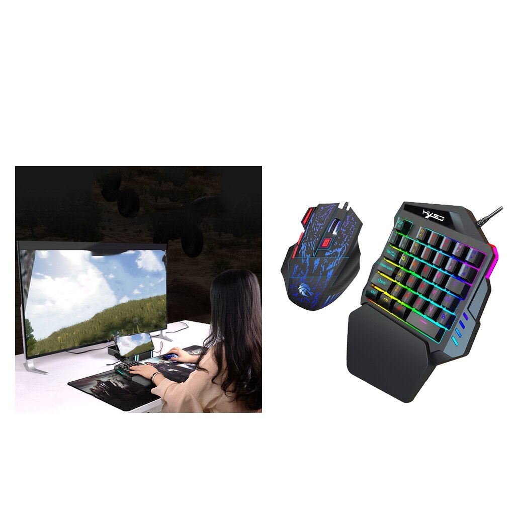 One Handed Mechanical Gaming Keyboard Mouse Set Po... – Grandado