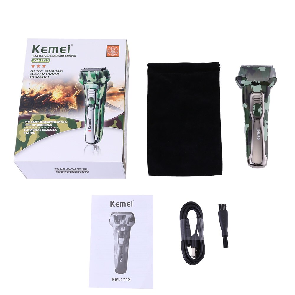 Kemei Camouflage Washable Electric Shaver Army Gre... – Grandado
