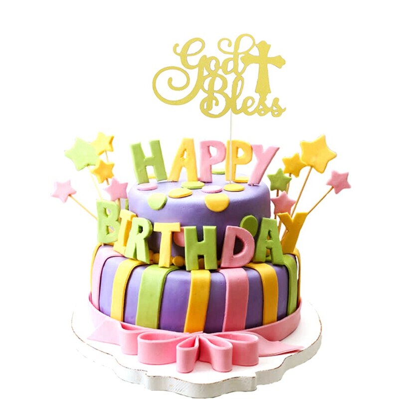 God Bless Color Cake Topper First Communion Cake T... – Grandado