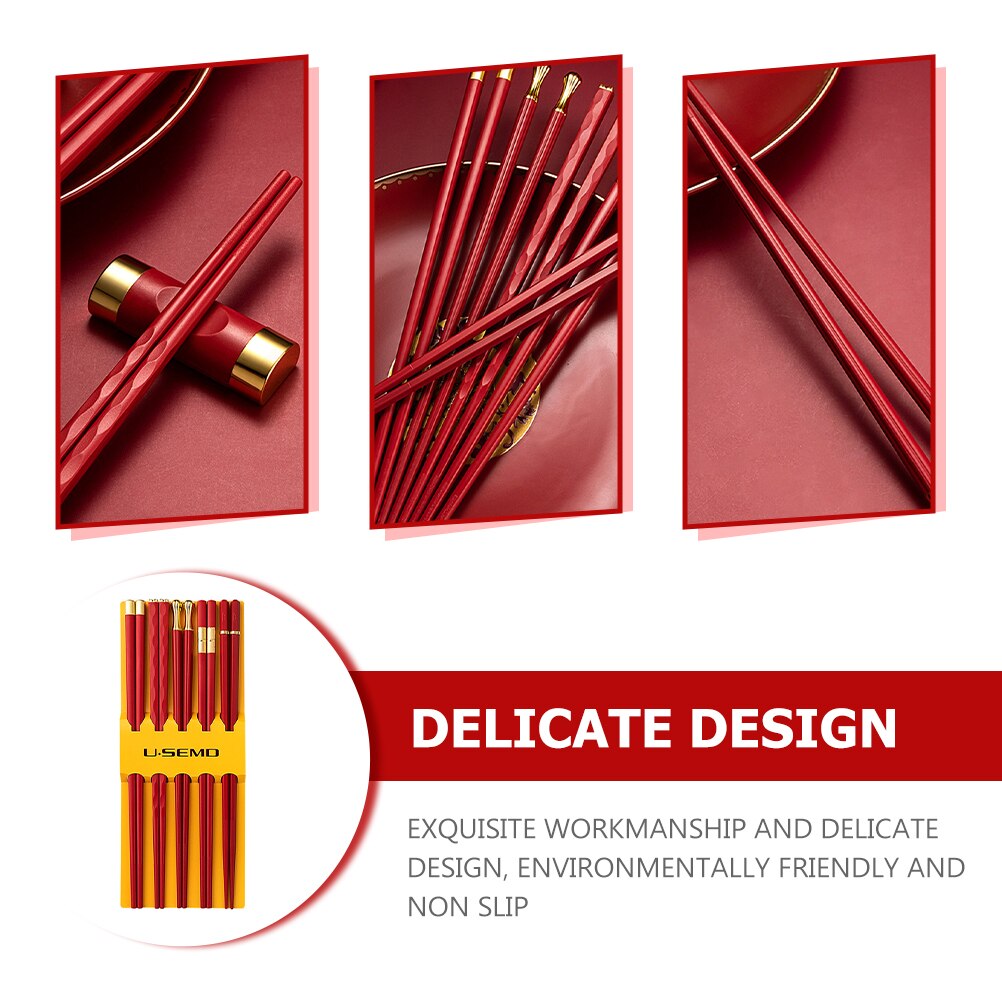 Pairs Red Japanese Style Chopsticks Festive Red Ch... – Grandado