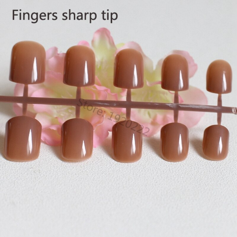 Women candy false nails false nails short round ta... – Grandado
