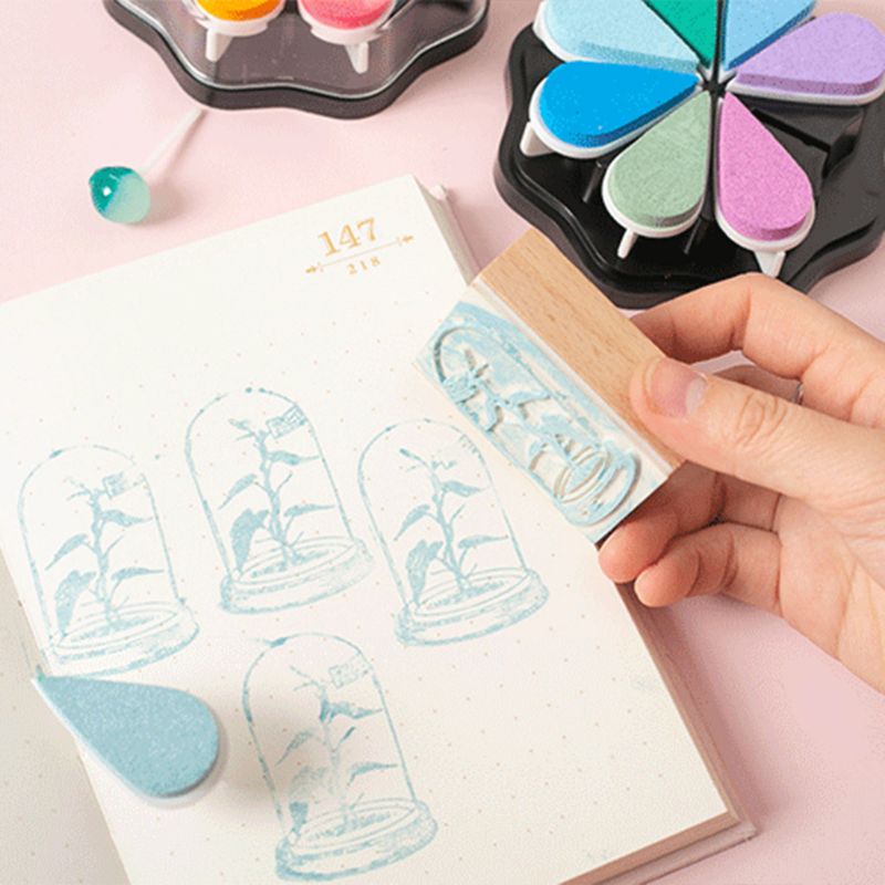 Cute 8Colors Water Petal Ink Pad Stamp DIY Finger ... – Vicedeal