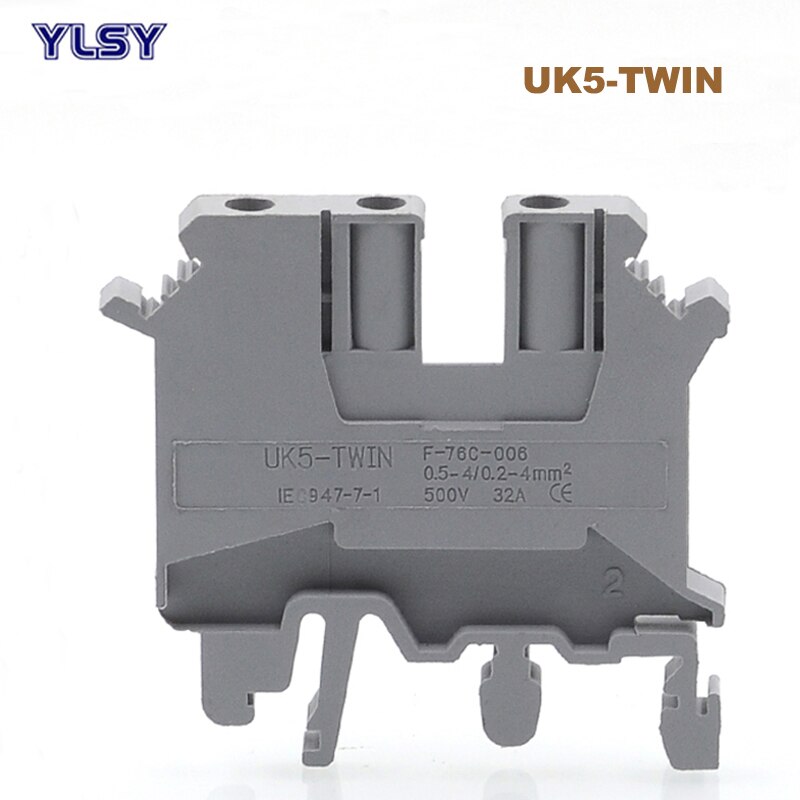 2Pcs Din Rail Dual Row Screw Terminal Blocks UK5-T... – Vicedeal
