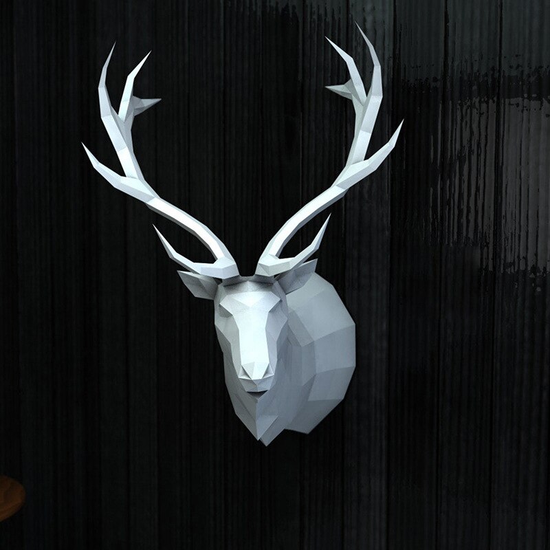 3D Paper Model Elk Head Geometric Origami Modern C... – Grandado
