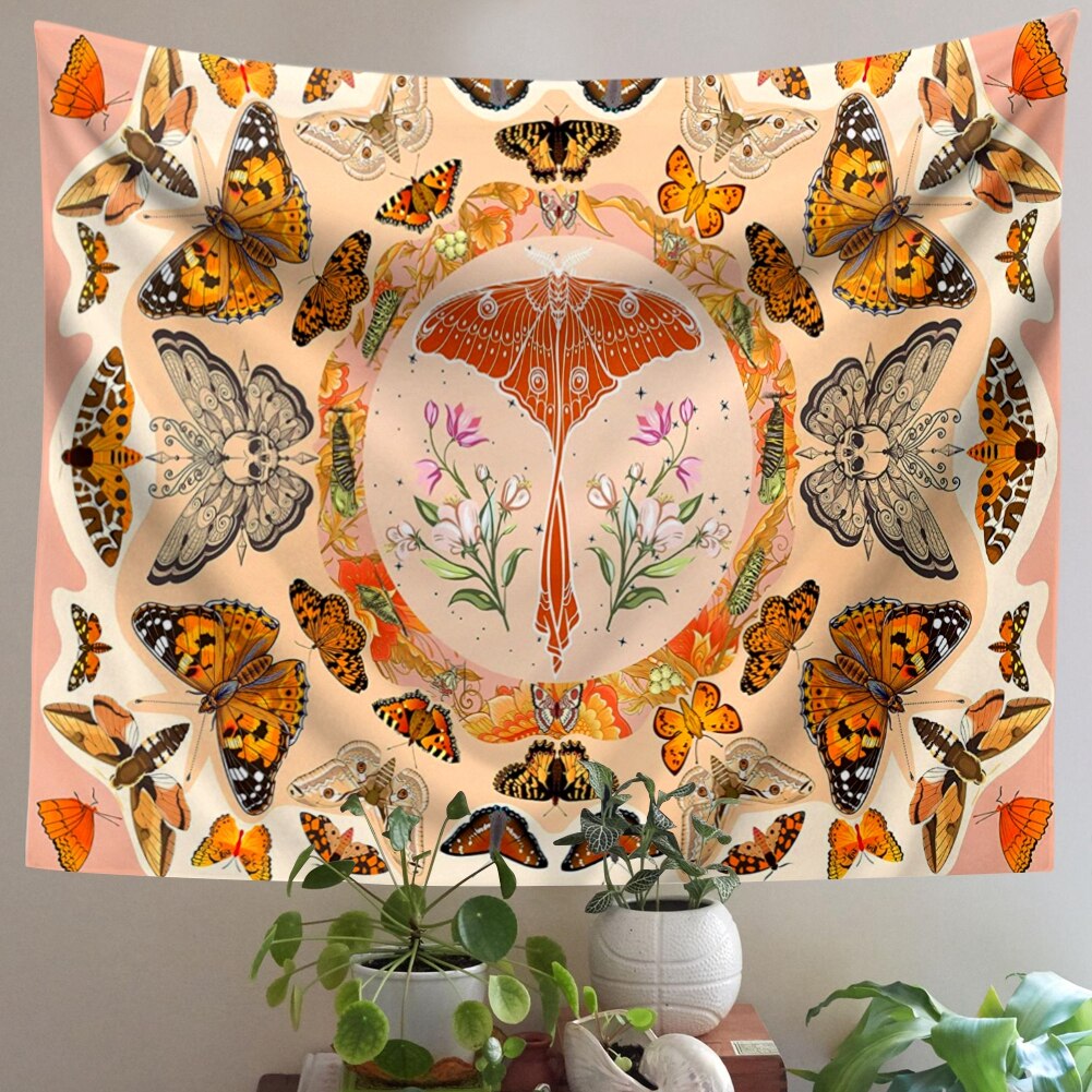 Butterfly Moth Tapestry Vintage Indie Boho Fairy F... – Grandado
