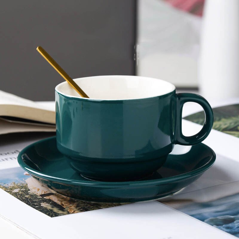 Simple Ceramic Cup Coffee Modern Gold Rim Light Lu... – Grandado