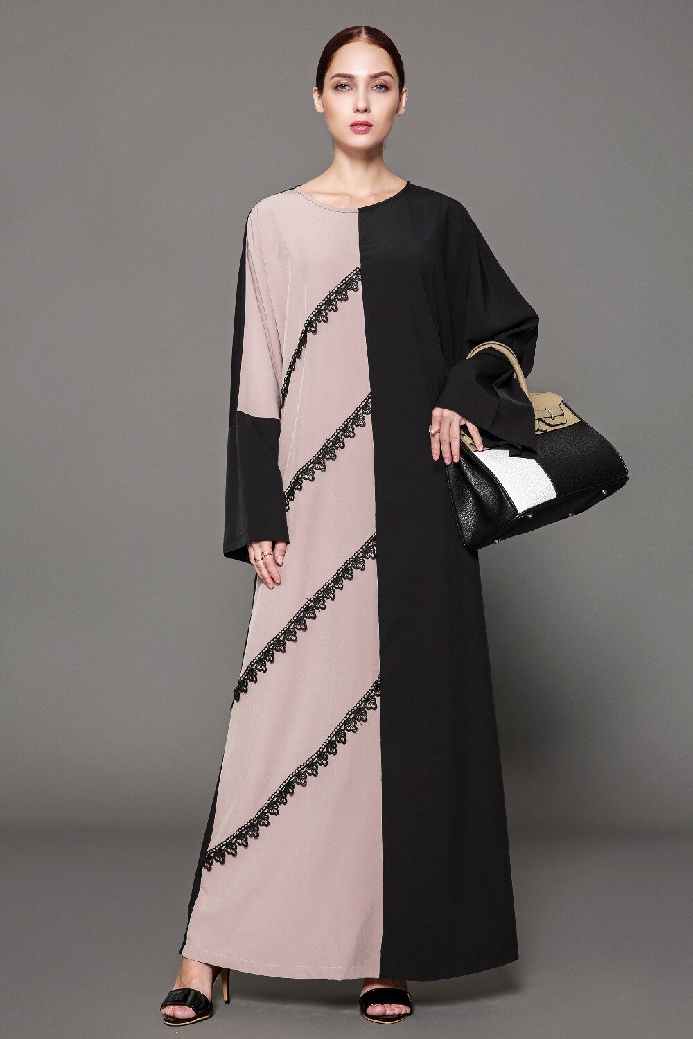 Simple Style UAE Black Lace Abaya Dubai Cardigan H... – Vicedeal