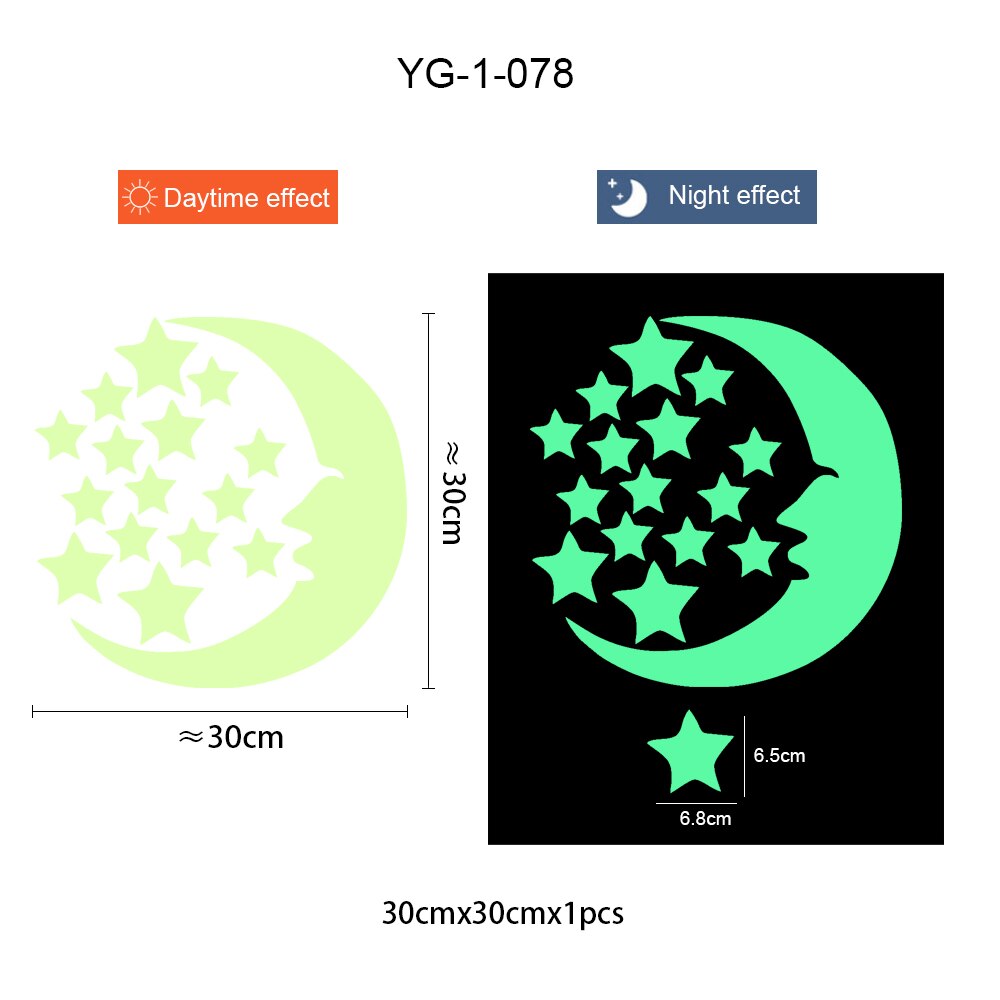Moon Star Diy Wall Sticker Fluorescent Luminous Ca... – Grandado