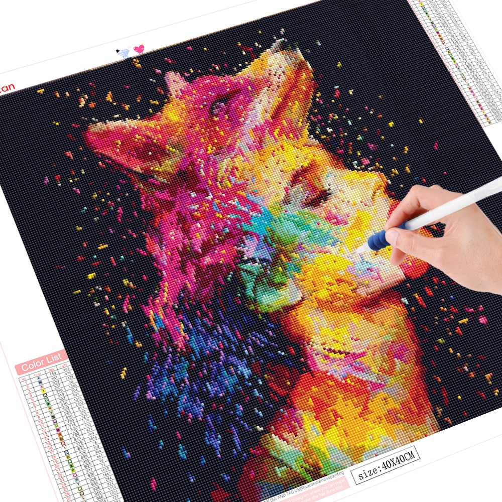 HUACAN Diy Diamond Painting Girl Fox Mosaic Full D... – Vicedeal