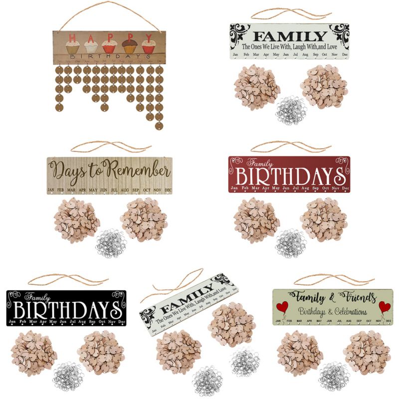 Birthday Family Birthday Board Reminder Wall Woode... – Vicedeal