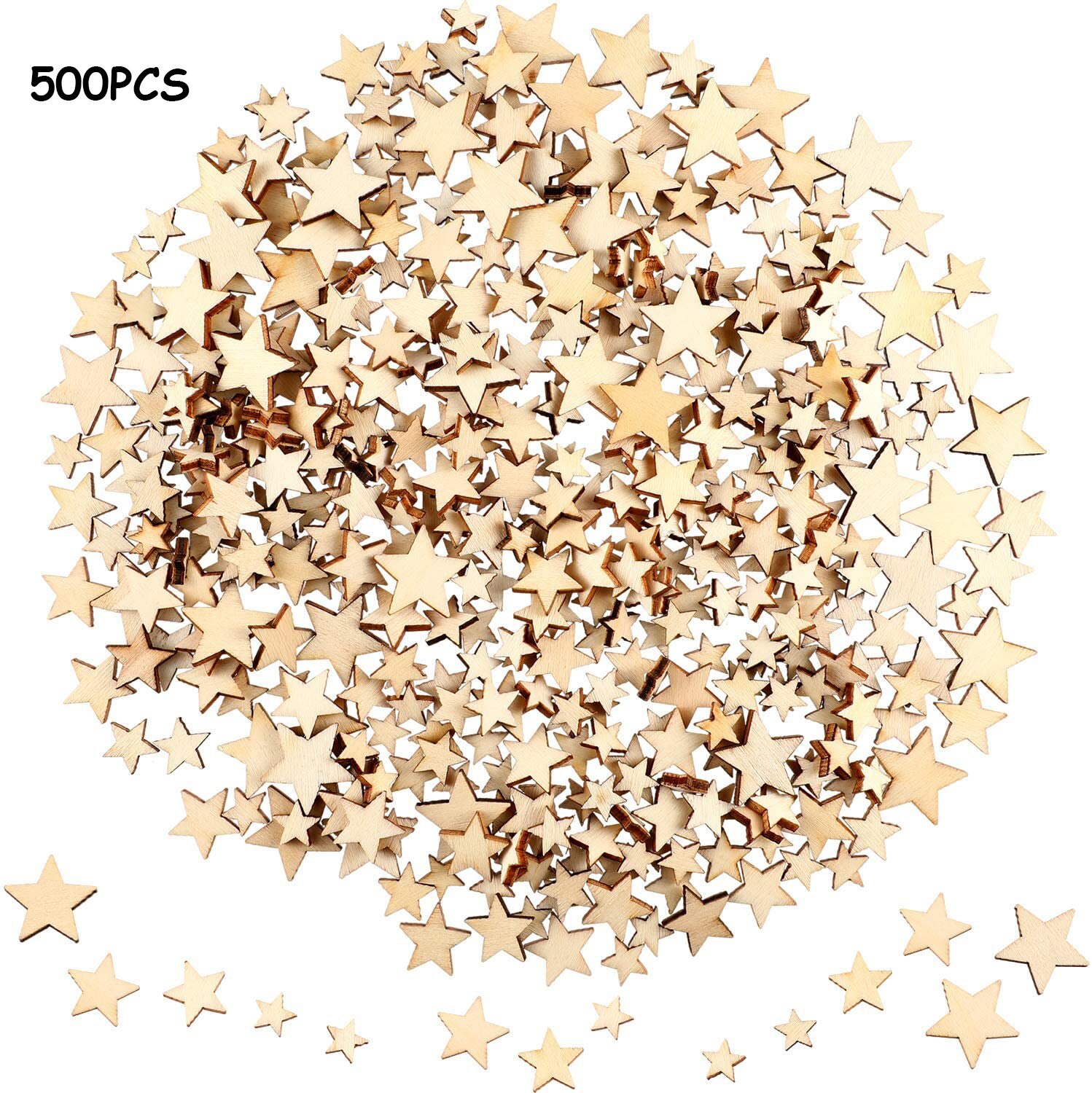100pcs Mini Wooden Stars Slices Mixed Size Wooden ... – Vicedeal