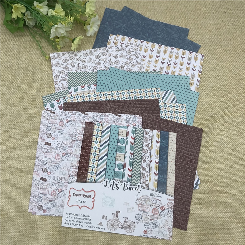 24 sheets 6"X6"Travel set paper Scrapbooking paper... – Vicedeal