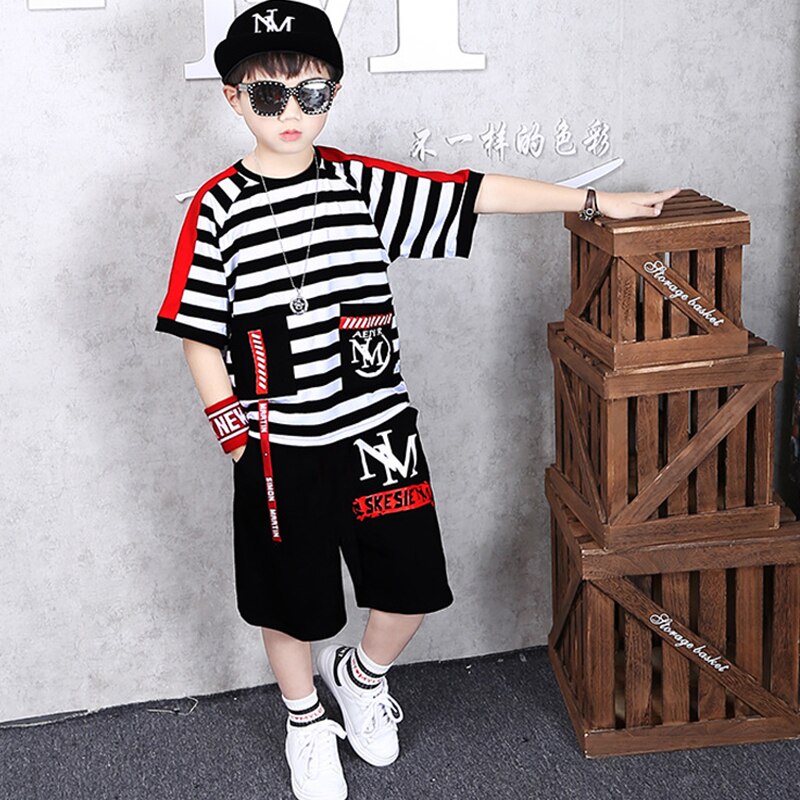 Summer Clothing Set Kids Boys Summer Striped Big C... – Grandado